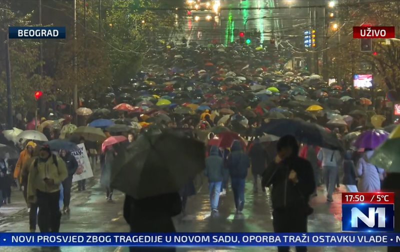 Prosvjed u Beogradu zbog tragedije u Novom Sadu | Telegram.hr