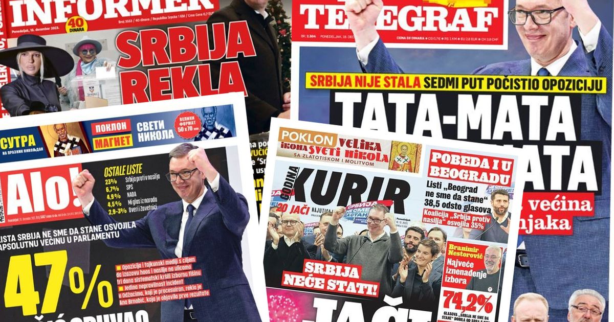[FOTO] Ovo su naslovnice Vučićevih tabloida nakon pobjede na izborima. Potpuno su nadrealne ...
